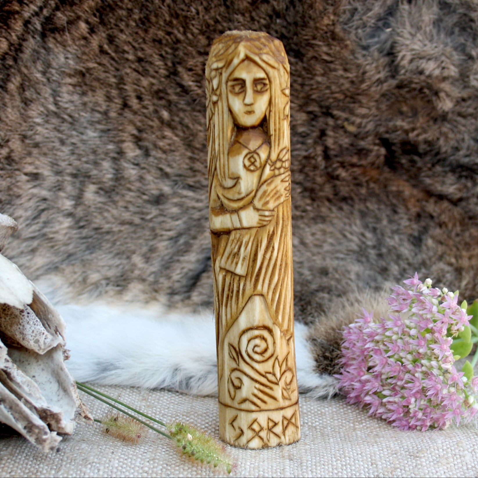 Wooden figurine of Norse Goddess JORD