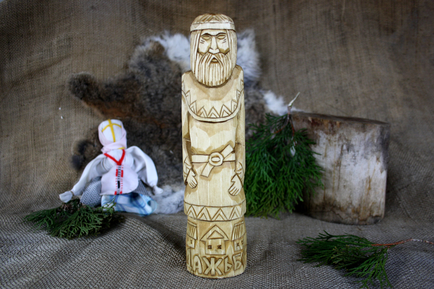 Big statue of Slavic God DAZHBOG personification of the sun