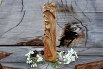 Wooden panel of Norse god ODIN with runes