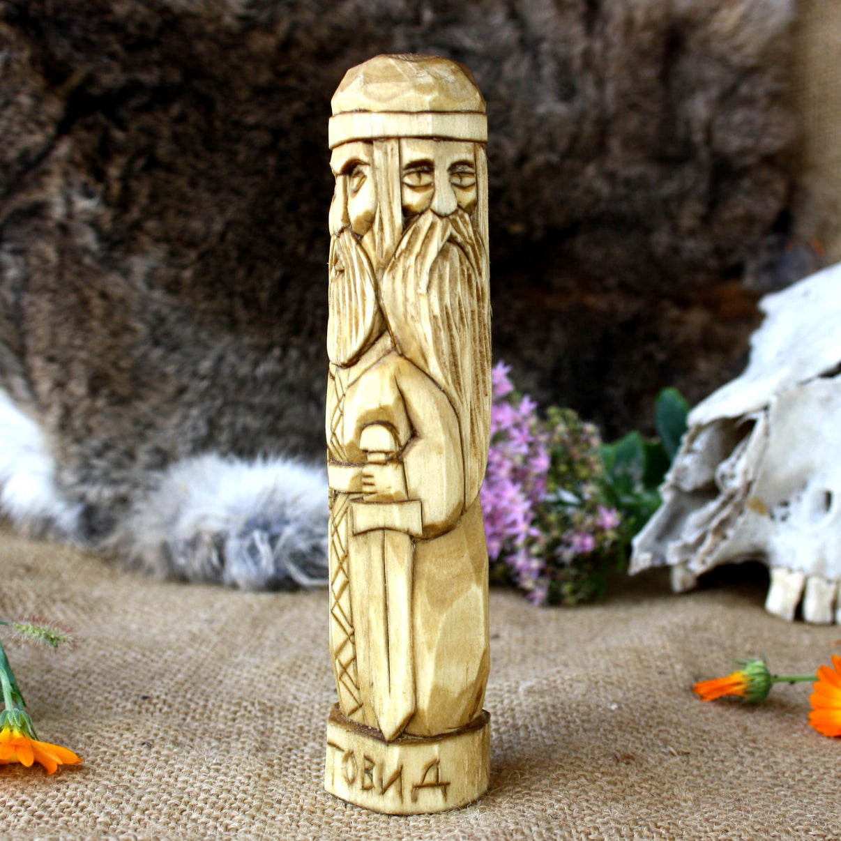 Wooden figurine of Slavic God SVITOVIT