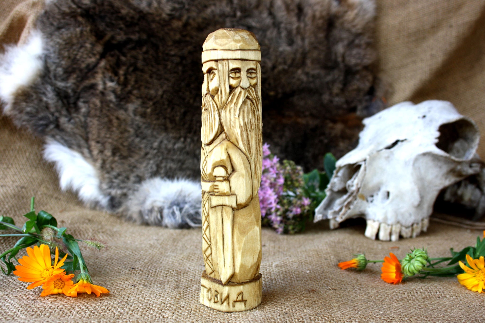 Wooden figurine of Slavic God SVITOVIT